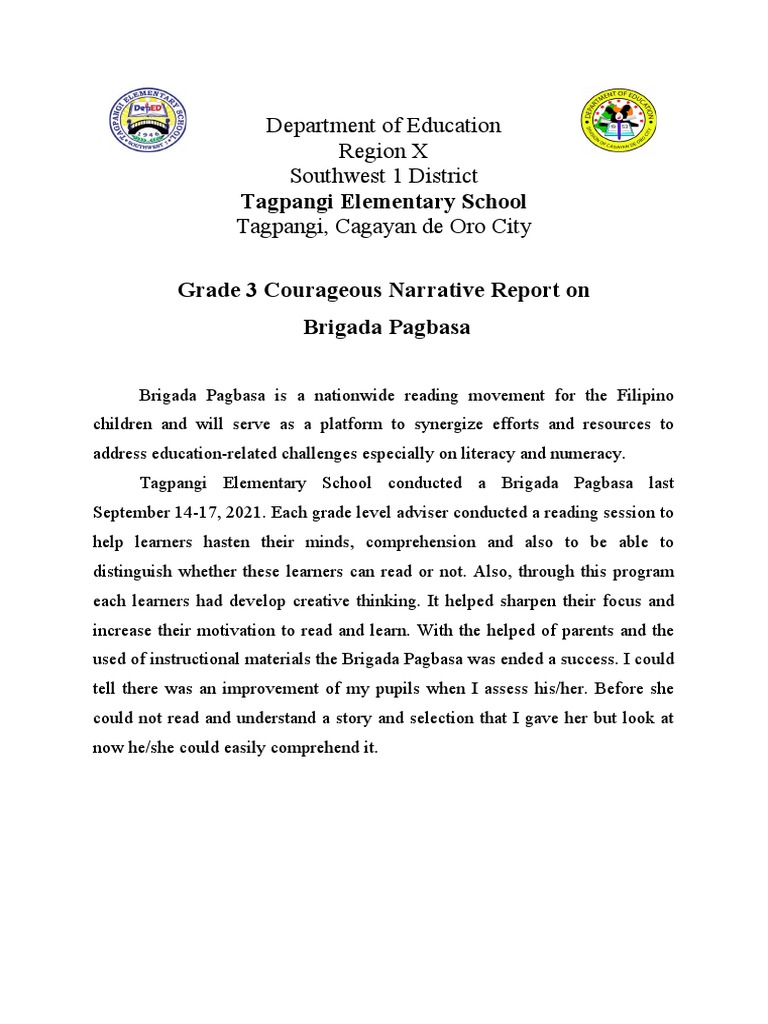 Narrative Brigada Pagbasa | PDF | Wellness
