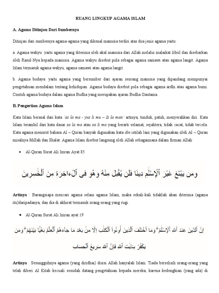Ruang Lingkup Agama Islam | PDF | Agama & Spiritualitas