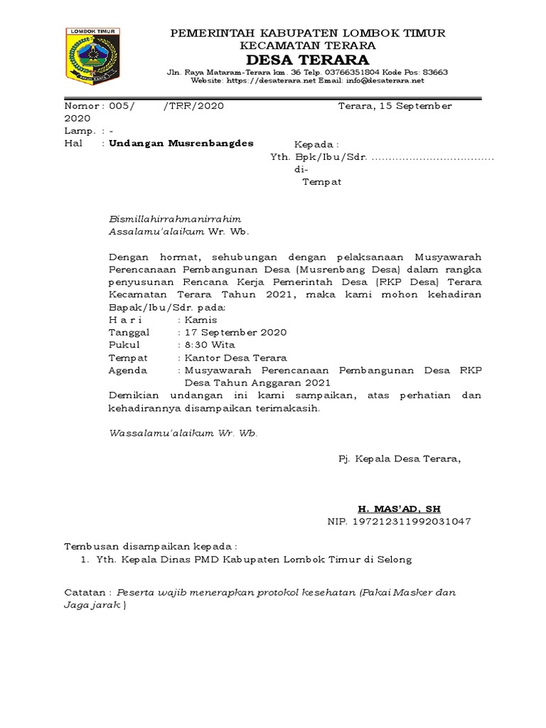 Undangan Musrenbang 2021 | PDF