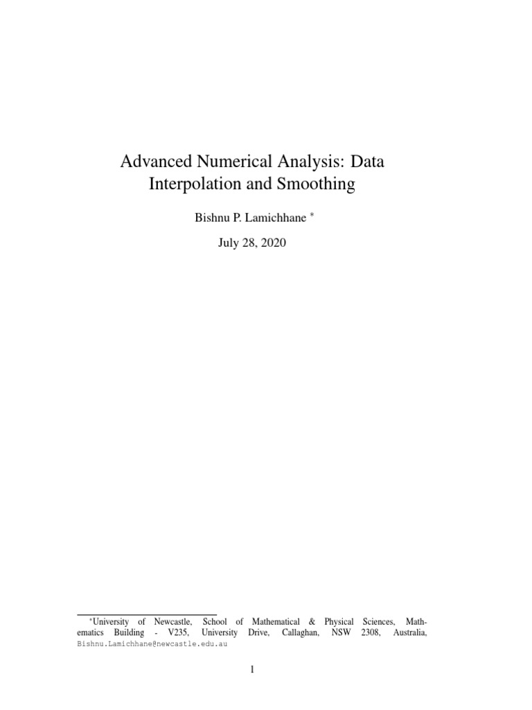 Advanced Numerical Analysis: Data Interpolation and Smoothing | PDF ...