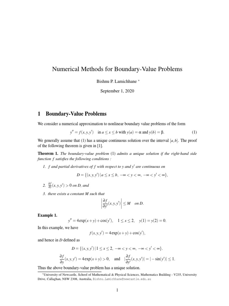 Boundary Value Problems Pdf Finite Difference Numerical Analysis