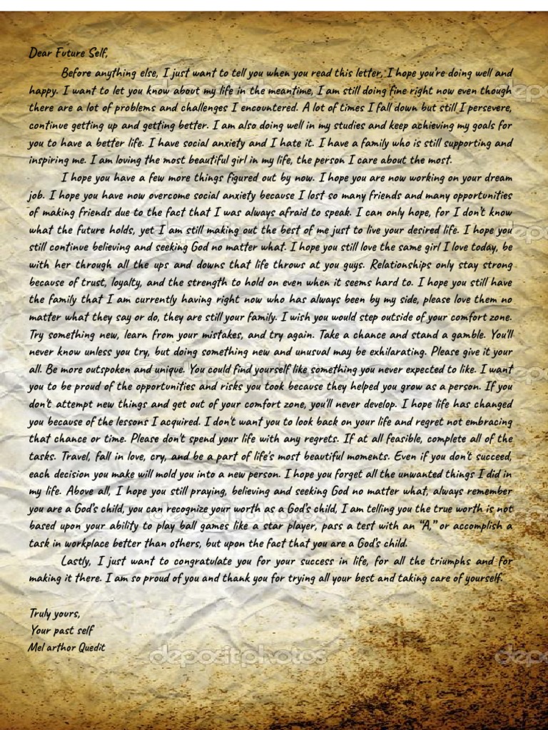 Dear Future Self Letter Encouraging Growth, Faith & Family | PDF