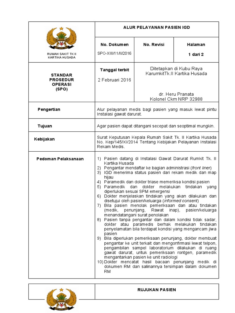Alur Layanan IGD Kartika Husada | PDF