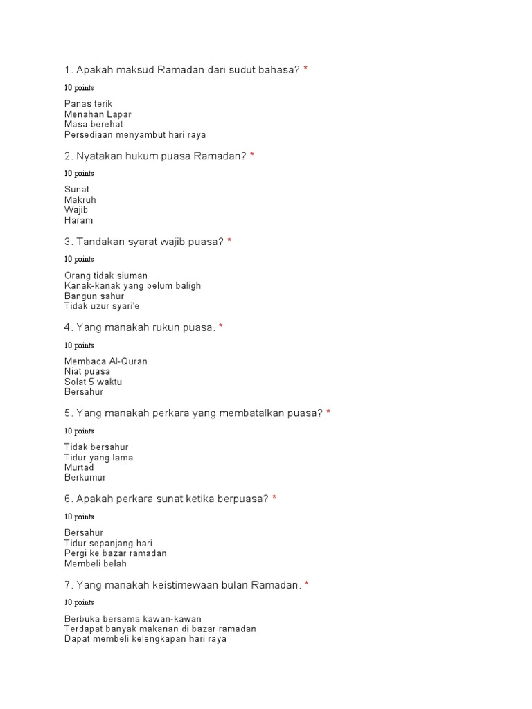 Kuiz Ramadan 2021 | PDF