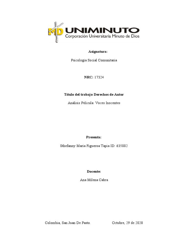 Pelicula Voces Inocentes | PDF | Sicología | El Salvador