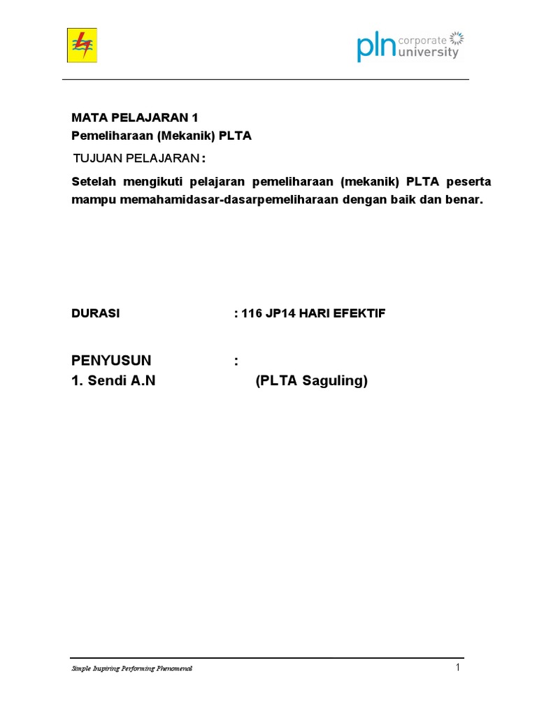 Pemeliharaan Mekanik PLTA | PDF