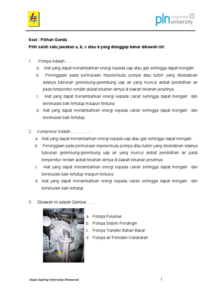 Soal Pemeliharaan Pompa | PDF | Teknologi & Rekayasa