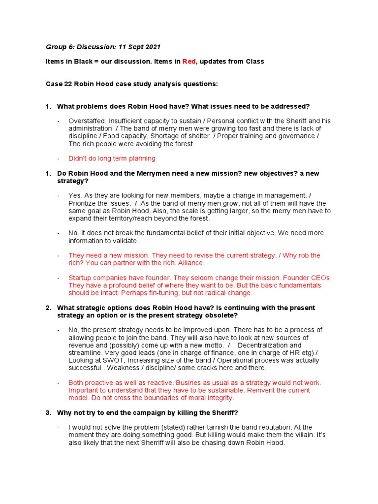 Case 22 Robin Hood Case Study Analysis Questions - Team 6 | PDF