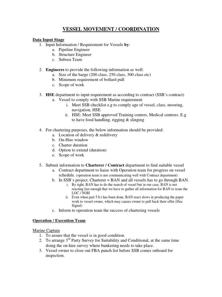 Vessel Movement & Coordination | Download Free PDF | Business