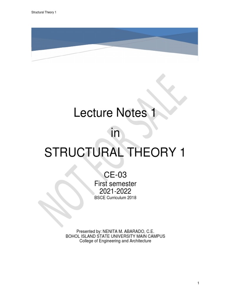 Lecture Notes 1 in Structural Theory 1: First Semester 2021-2022 | PDF ...