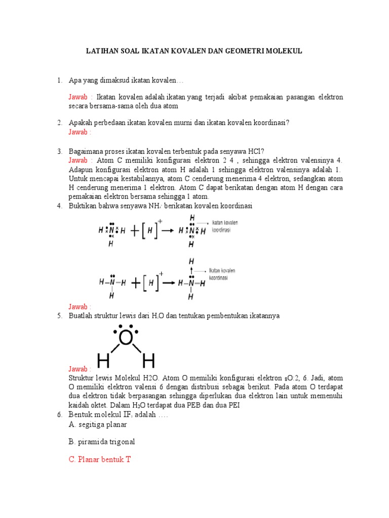 Latihan Soal Ikatan Kovalen | PDF