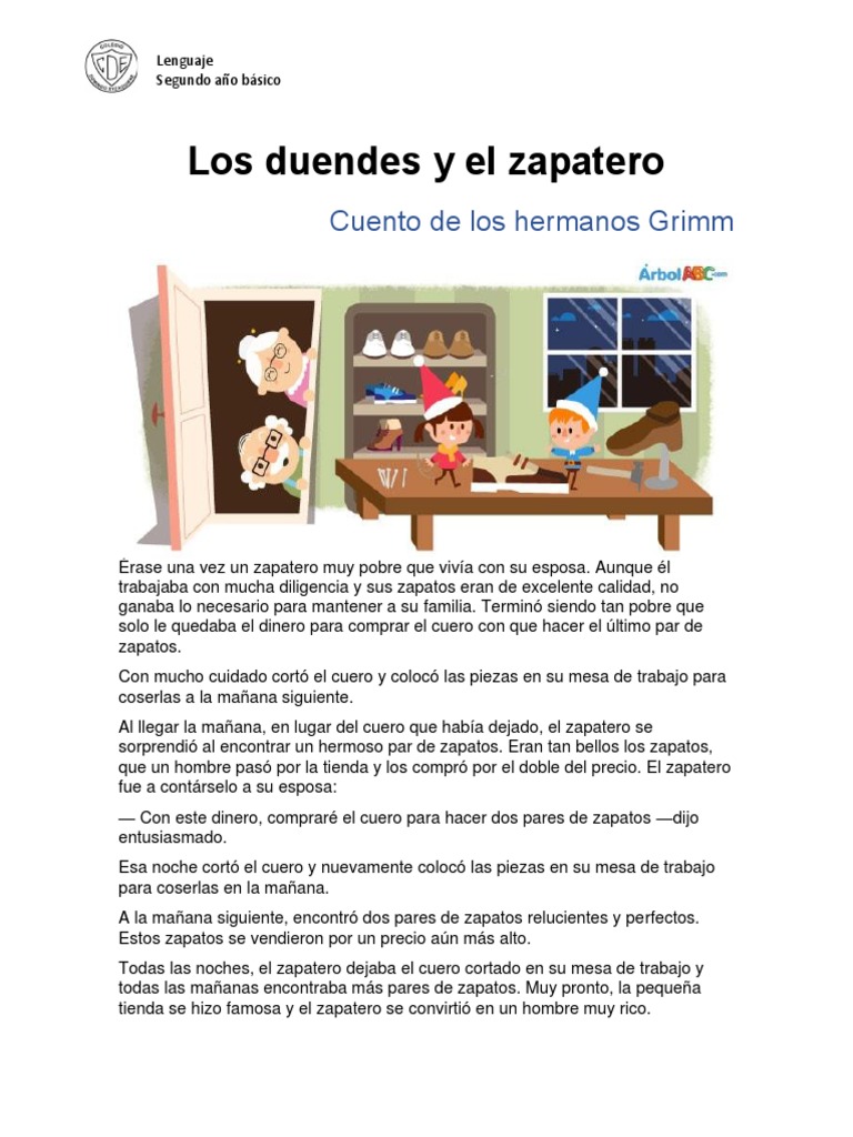 El zapatero y los duendes: cuento y actividades | PDF
