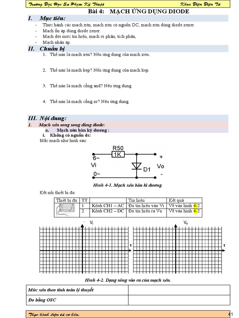 Thuctap DTCB 004 Bai 04 Ungdung Diode Okin | PDF