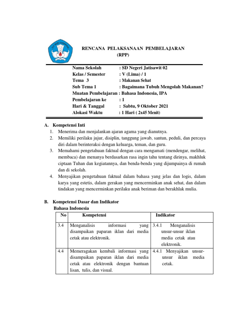 RPP Kelas 5 | PDF