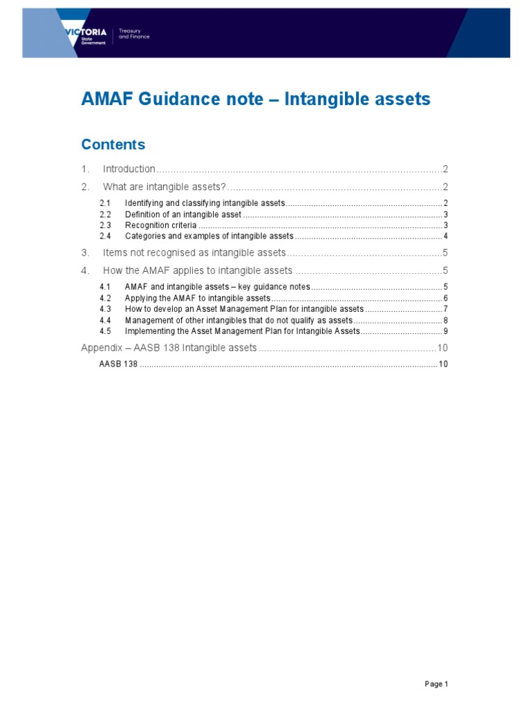 DTF - Vic.gov - Au AMAF Guidance Note - Intangible Assets | PDF ...