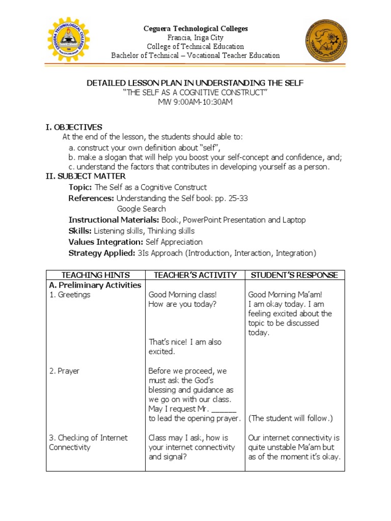 Understanding the Self Lesson Plan | PDF | Self | Teachers