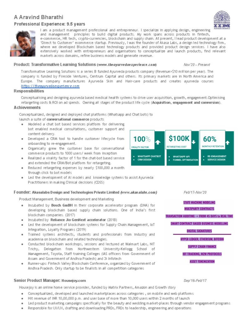 A Aravind Bharathi - Resume - 21 | PDF | Marketing | E Commerce