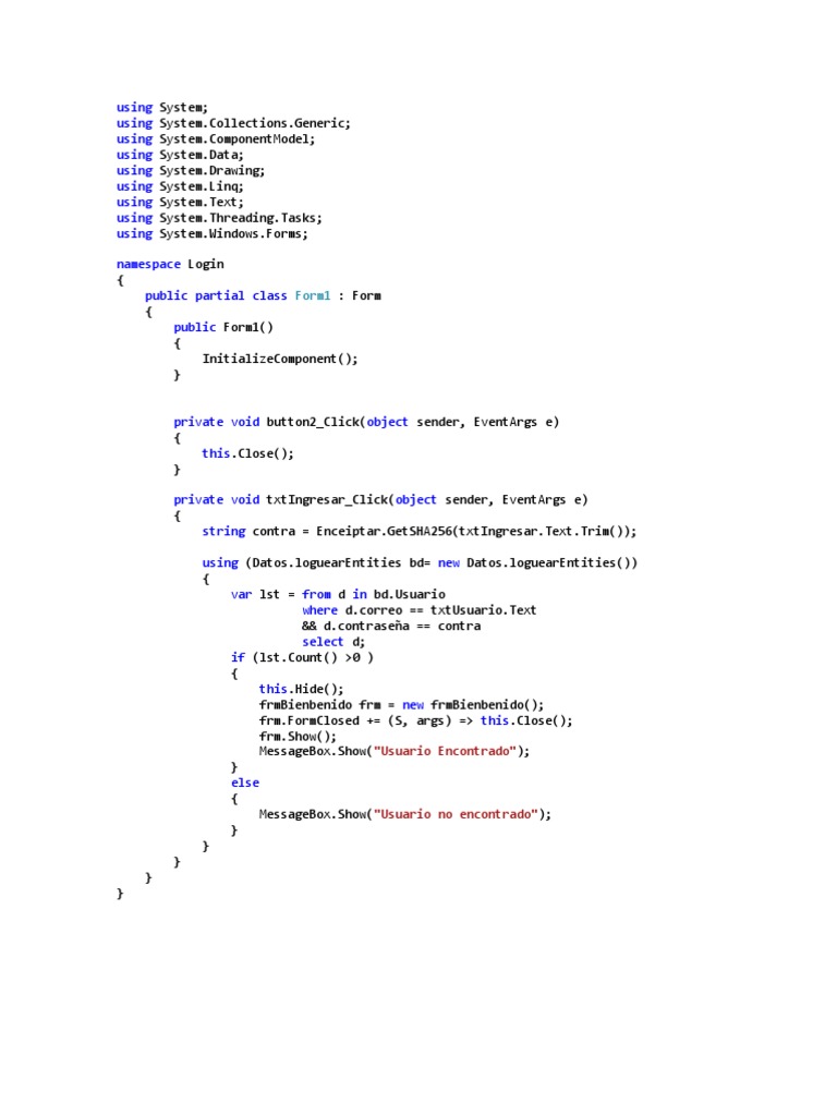 Login Entity Framework | PDF