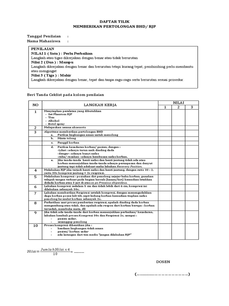 Daftar Tilik RJP | PDF