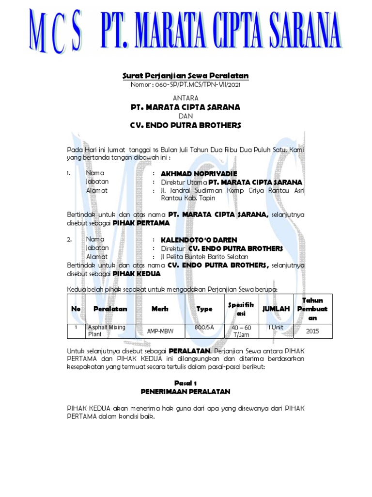 Sewa Alat Amp PT MCS - CV Endo | PDF