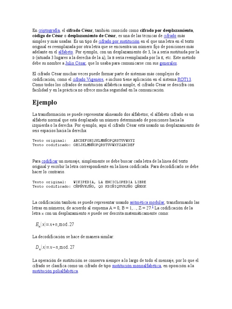 Codigo Cesar | PDF | Criptografía | Comunicaciones militares