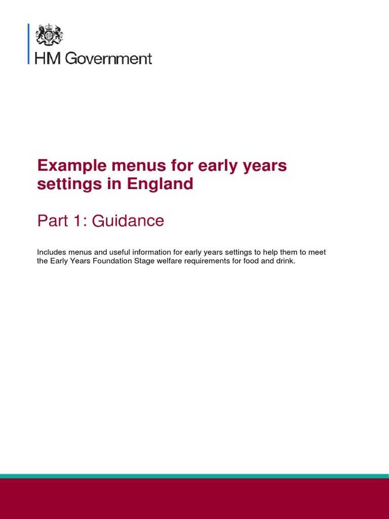 Early Years Menus Part 1 Guidance | PDF | Foods | Healthy Diet