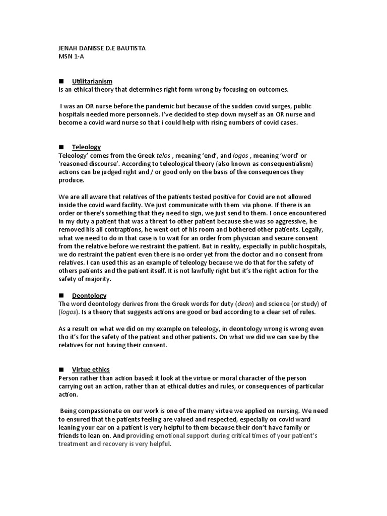 Utilitarianism: The Word Deontology Derives From The Greek Words For ...