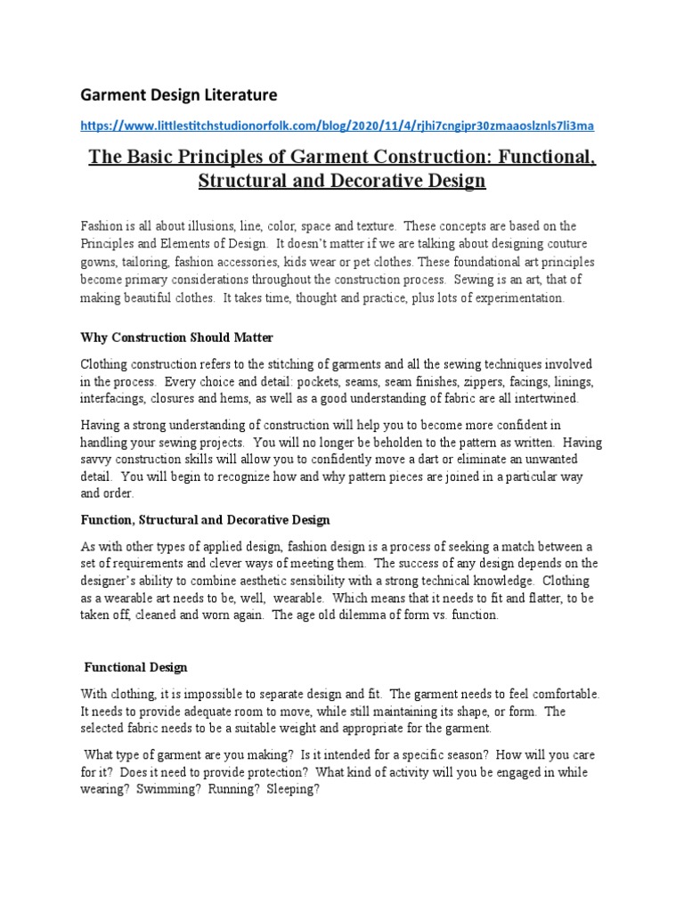 Garment Design Literature | PDF | Seam (Sewing) | Sewing