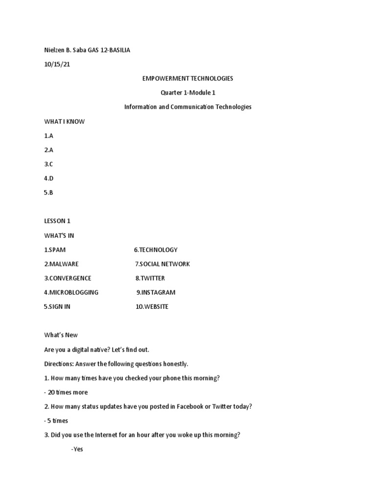 Empowerment Technologies Q1-M1 | PDF | Web 2.0 | World Wide Web