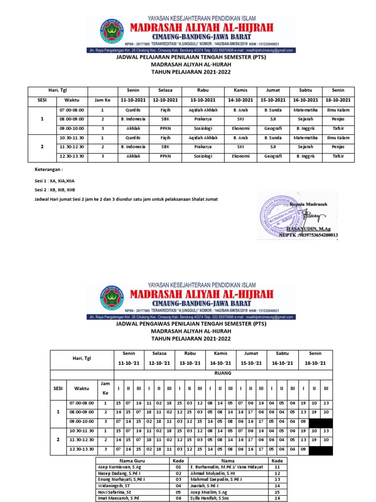 Jadwal PTS MA 2122 | PDF