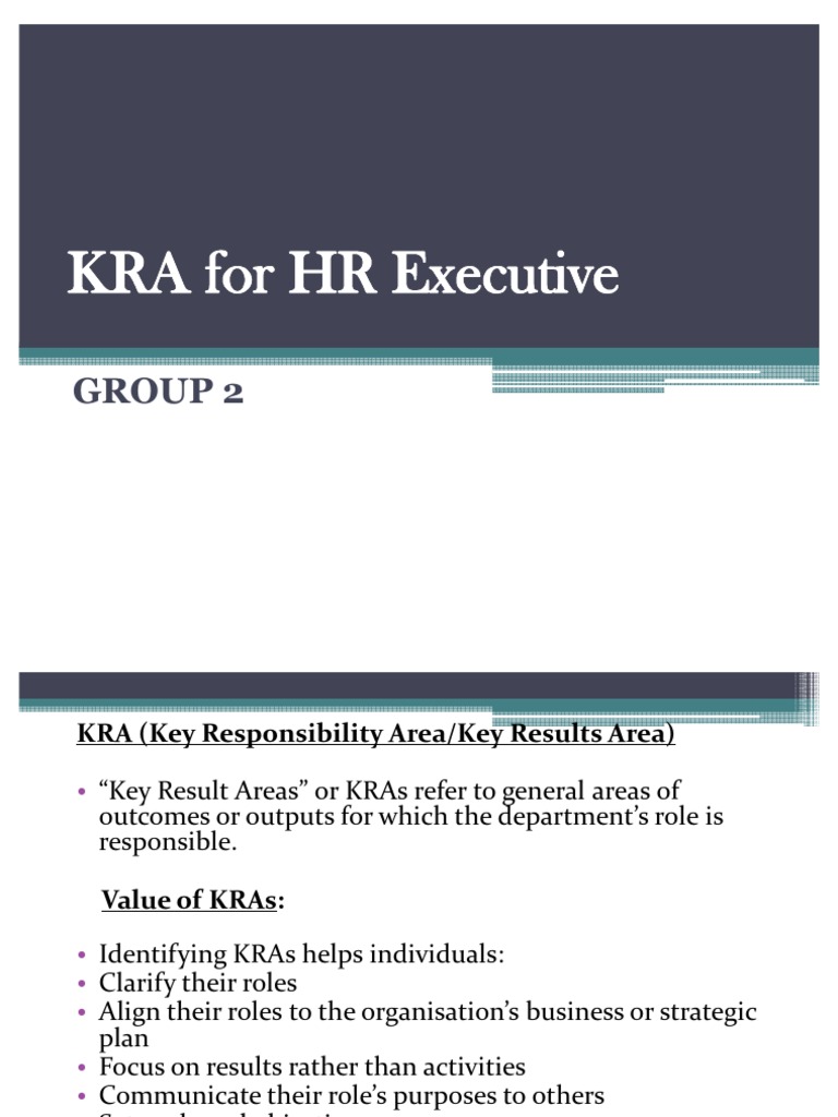 KRA For HR Executive | PDF | Human Resource Management | Systems Psychology