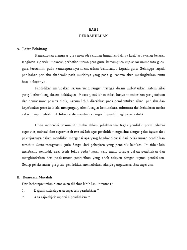 Peran Dan Objek Supervisi Pendidikan | PDF