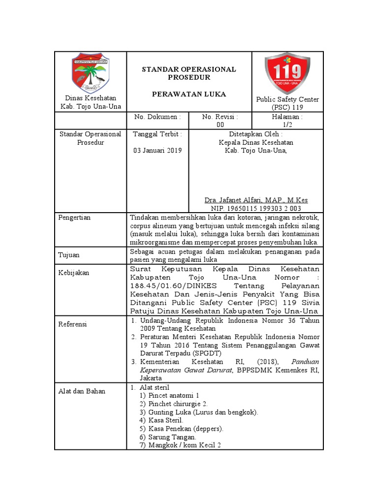 SOP Perawatan Luka PSC 119 | PDF | Sains & Matematika