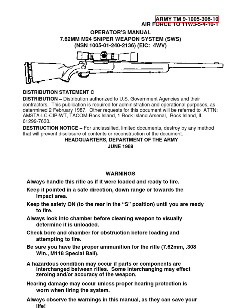 ARMY TM 9-1005-306-10 AIR FORCE TO 11W3-5-4-10-1 Operator'S Manual 7 ...