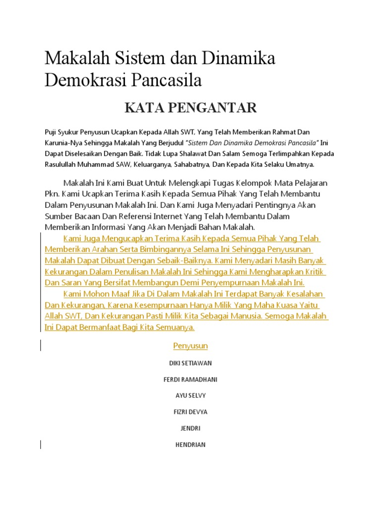 Dinamika Sistem Demokrasi Pancasila | PDF | Politik | Sains & Matematika