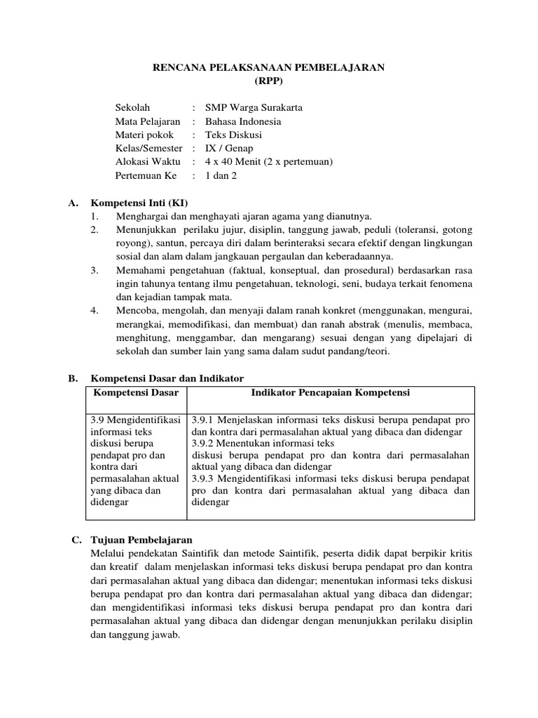 Puput - Contoh RPP Kelas 9 | PDF