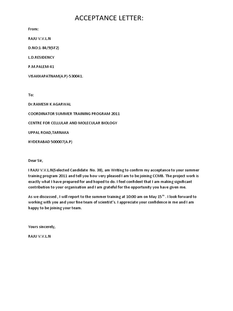 Acceptance Letter | PDF