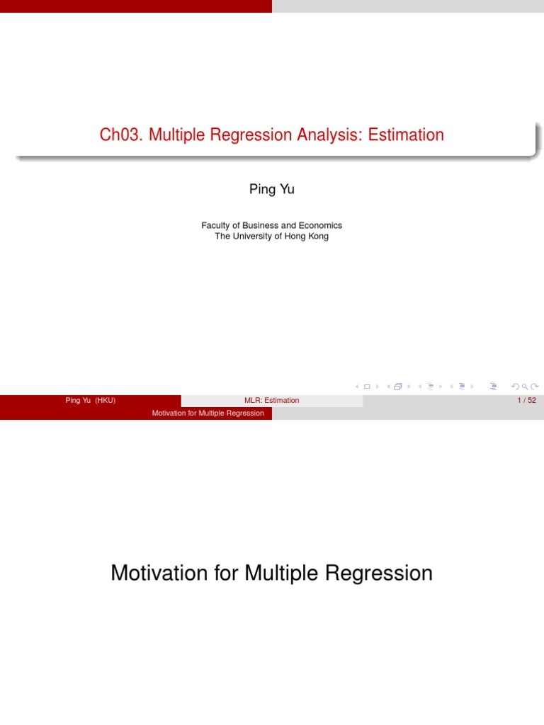 Ch03 - MLR Estimation - Ver2 | PDF | Ordinary Least Squares | Linear Regression