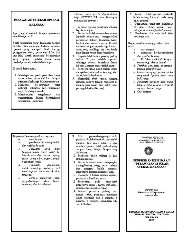 Leaflet Post Op. Mata | PDF