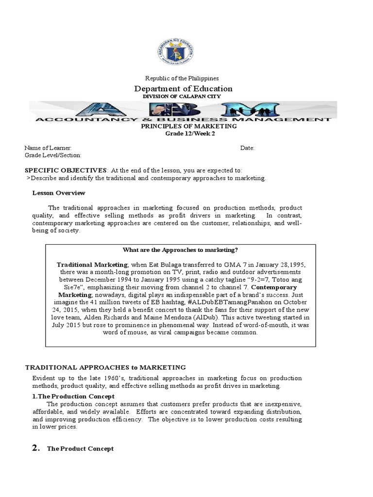 Principles of Marketing Worksheet 2 | PDF | Marketing | Customer