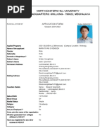 NEHU Degree Certificate Application Form | PDF