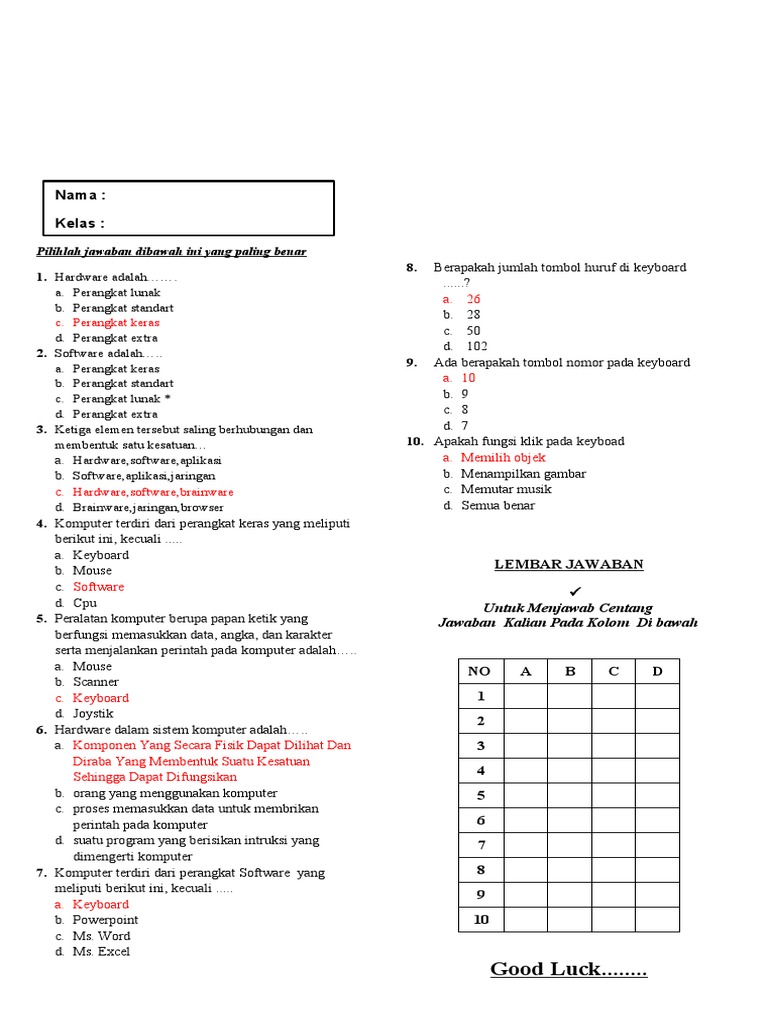 Soal Tik Kelas 9 | PDF