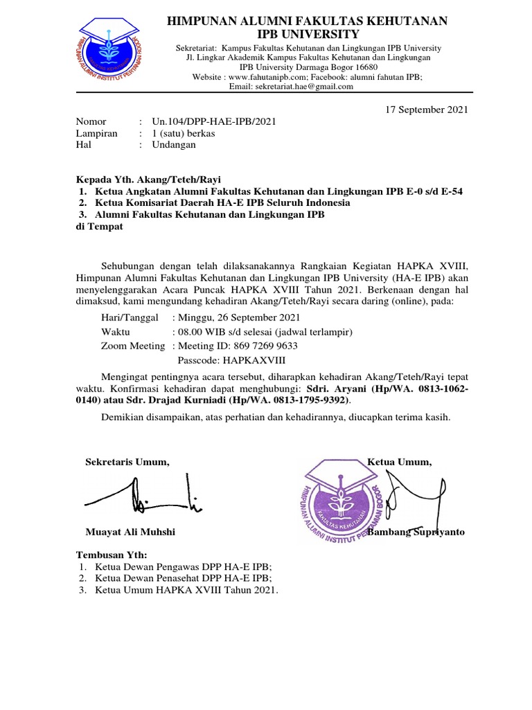 Undangan Acara Puncak HAPKA XVIII IPB | PDF
