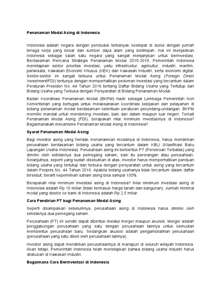 Syarat NIB untuk Penanaman Modal Asing | PDF | Ilmu Sosial