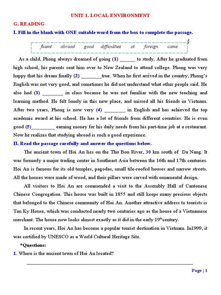 Reading E9 (Unit 1-6) | PDF