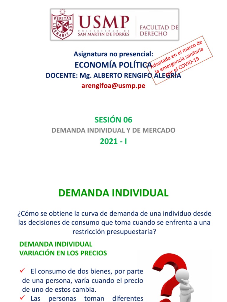 Demanda Individual y de Mercado | PDF | Elasticidad (economía) | Oferta ...