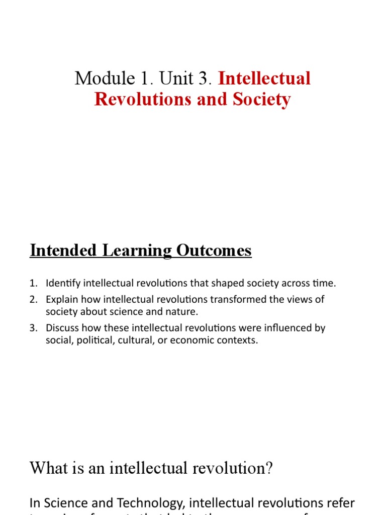 Module 1. Unit 3.: Intellectual Revolutions and Society | PDF ...