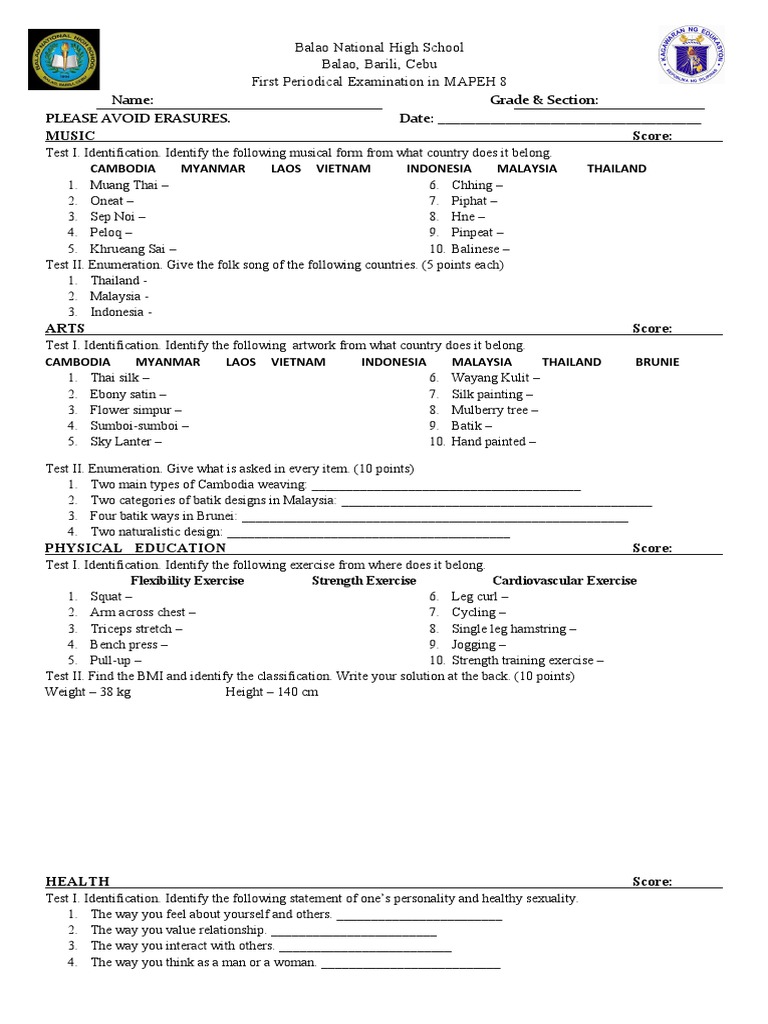 1st Periodical Exam | PDF