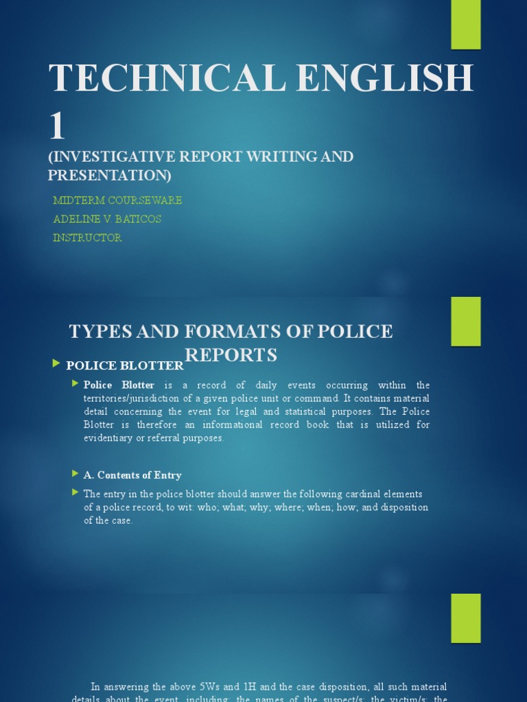 Technical English 1 - (Batch A To F) | PDF | Police | Paragraph