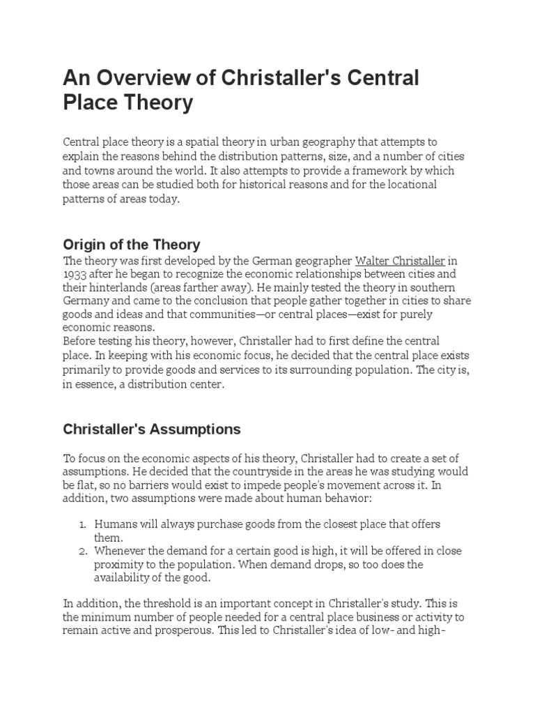 An Overview of Christaller | PDF | Economics | Economies